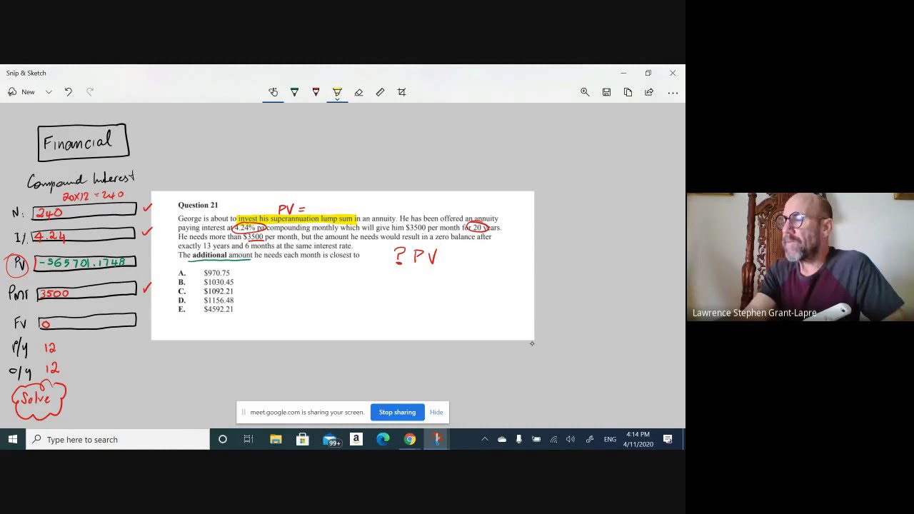 Finance Solver in calculator to solve annuity problem - YouTube