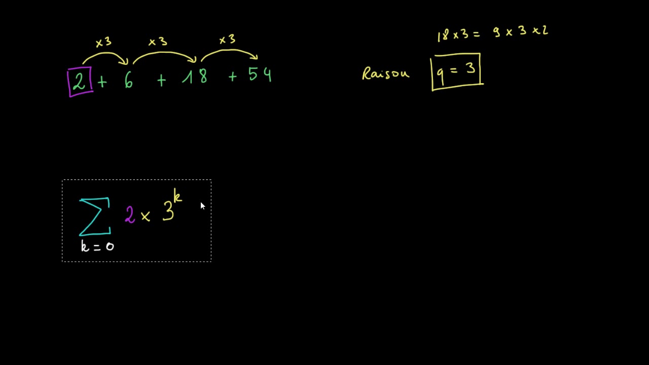 Écrire une somme de termes d'une suite géométrique avec le signe somme ...