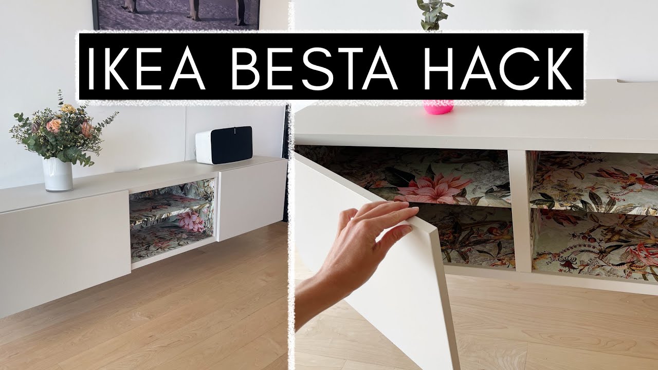 IKEA BESTA streichen & tapezieren mit MissPompadour: Kommode mit Tapete pimpen | IKEA Hack - YouTube