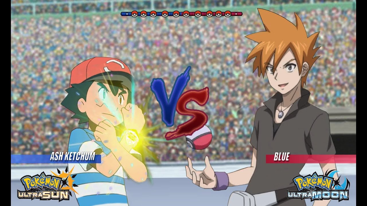 Pokemon Battle USUM: Alola Ash Vs Blue (Pokémon Wifi Face Off!) - YouTube
