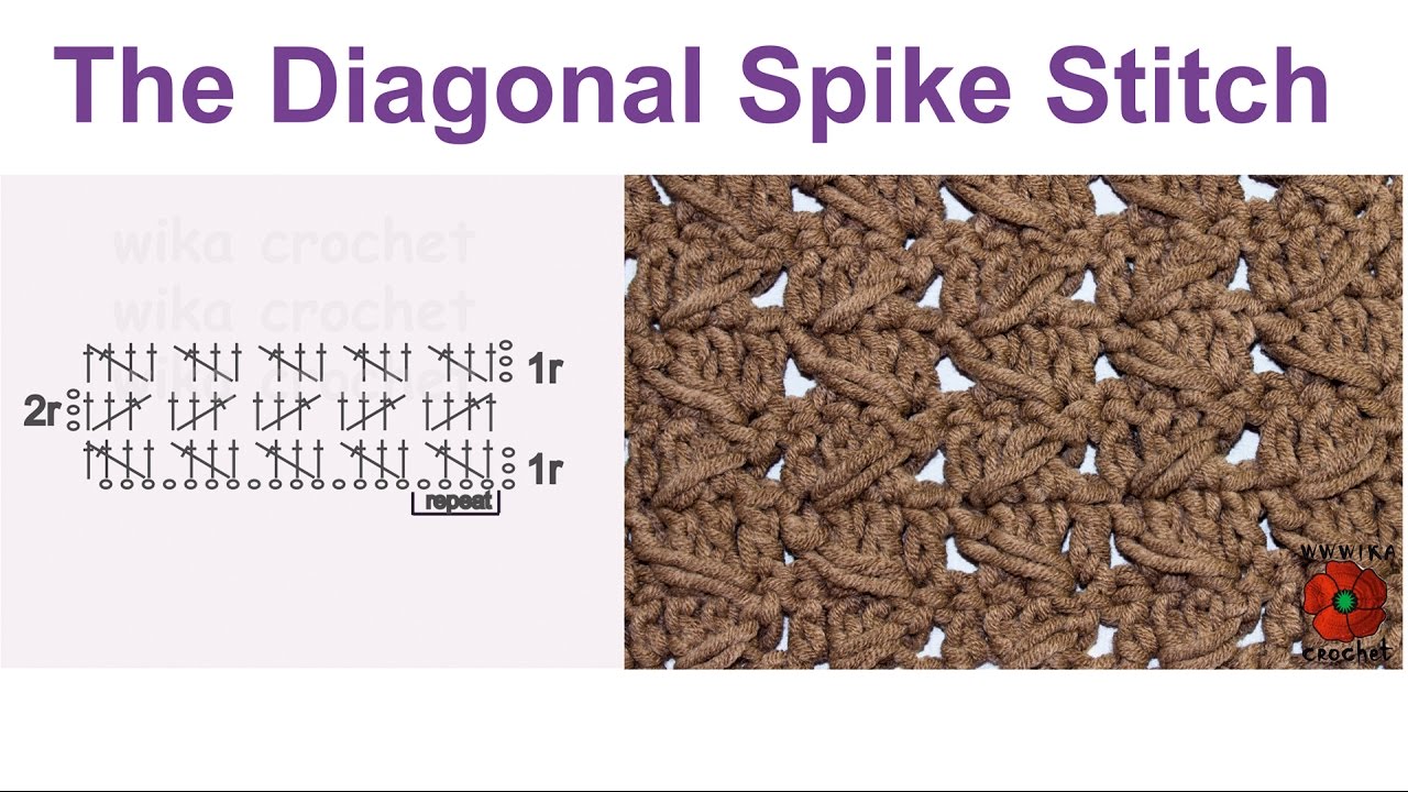 Diagonal Spike Stitch wika crochet - YouTube