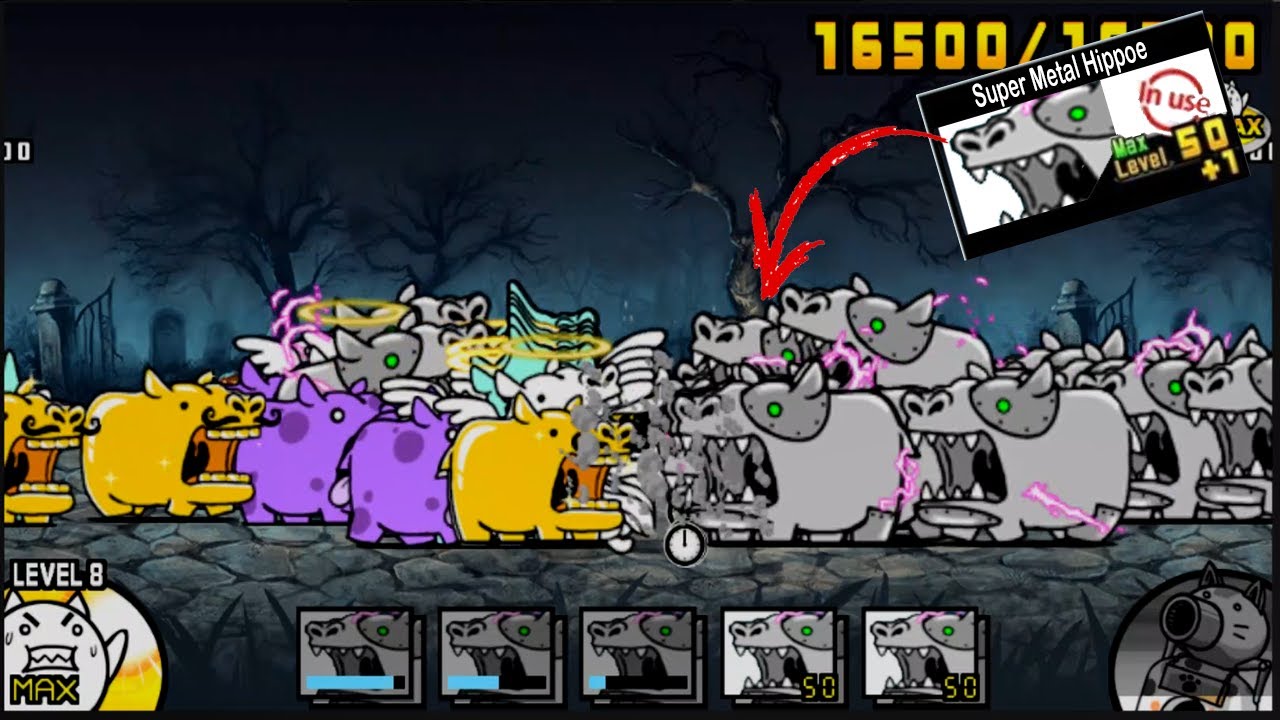 Battle Cats - Spam Super Metal Hippoe(Metal) Enemy - YouTube