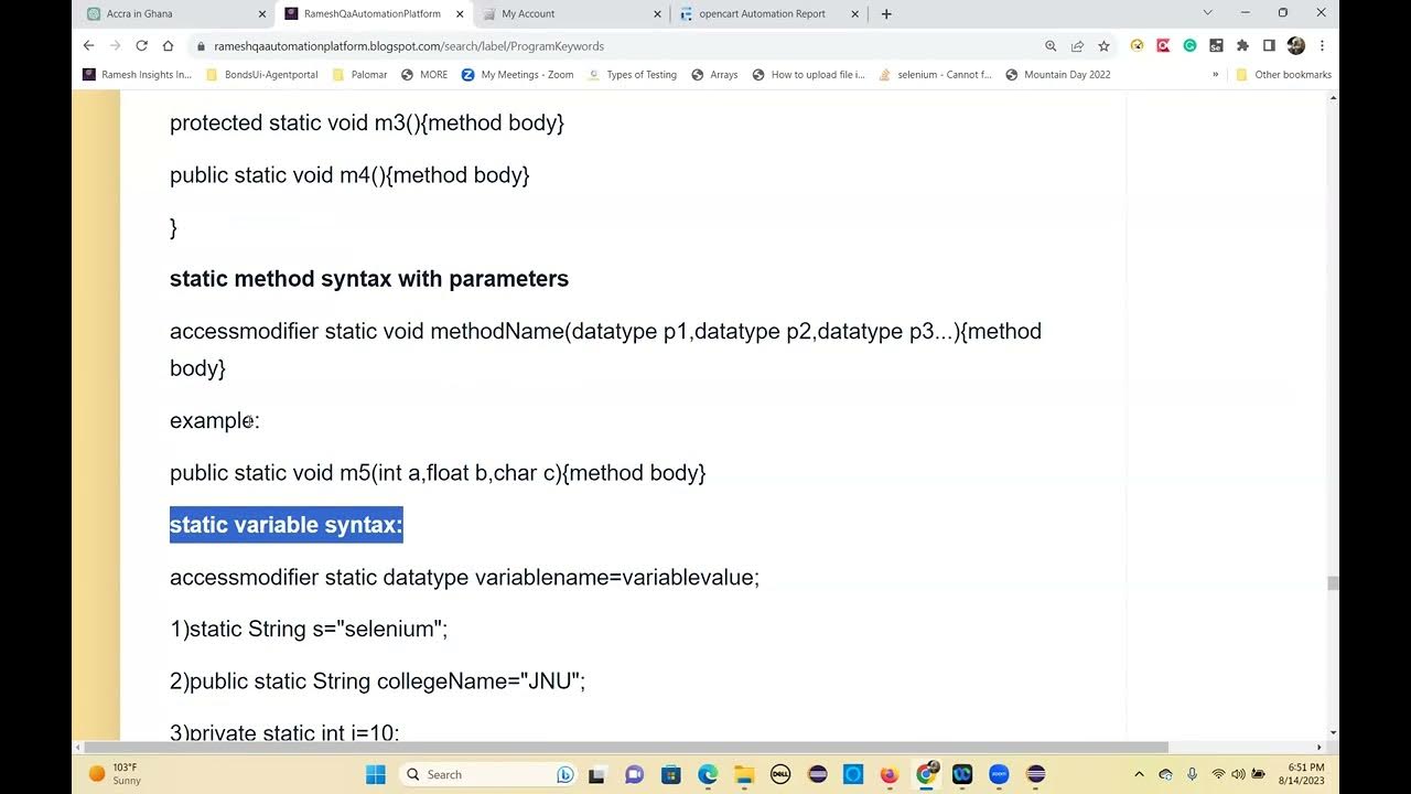 CoreJava StaticKeyword void Keyword Aug 14 2023 - YouTube