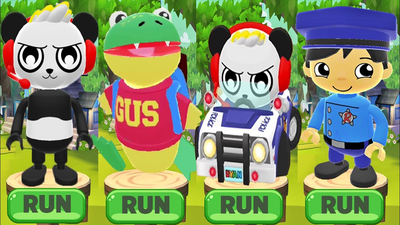 Tag with Ryan - Officer Ryan vs Combo Panda vs Gus vs Mystery Egg Run ...