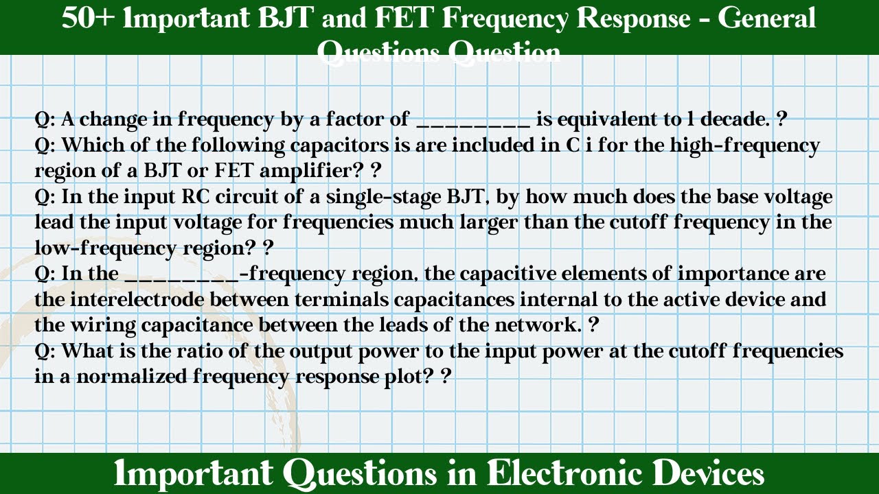 MCQ Questions BJT and FET Frequency Response - General Questions with ...