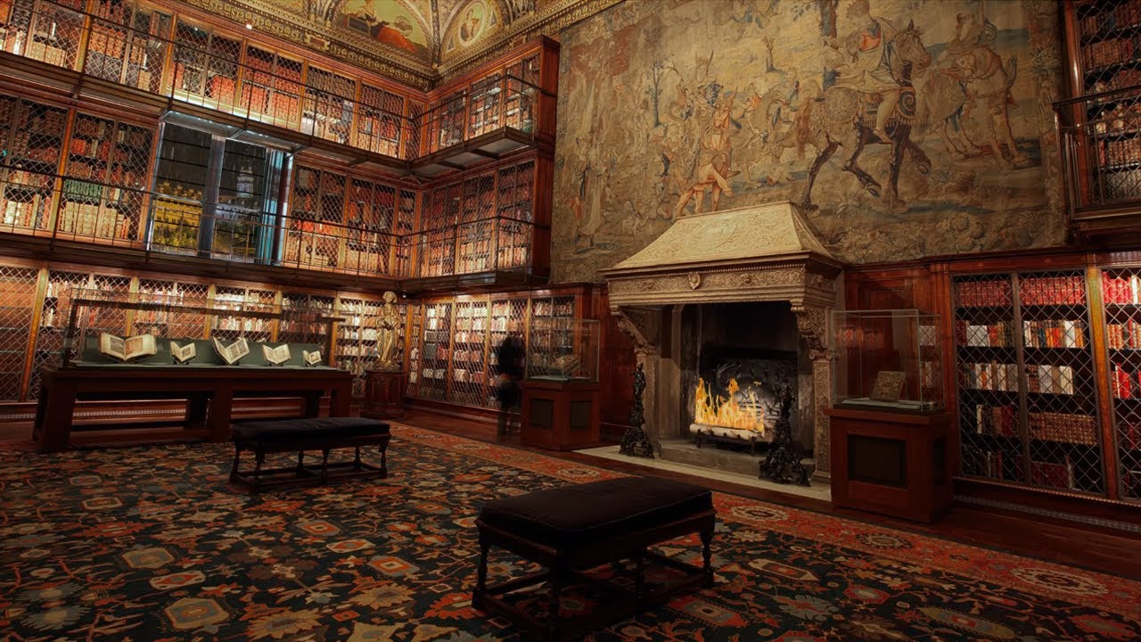 Cozy Old Library ambience whit Fireplace and Rain Sounds for sleep ...