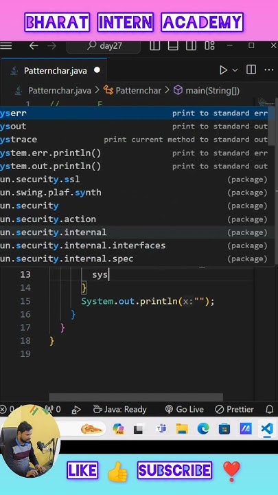 Alphabet Pyramid Pattern Java Coding Best Coder Codemasters Shortvideo Javadeveloper