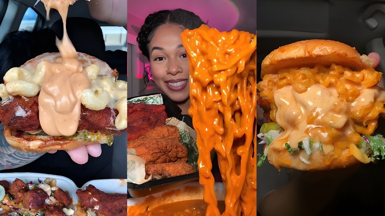 TIKTOK Mukbang Compilation | Dave"s Hot Chicken, WIng Stop, Buldak ...