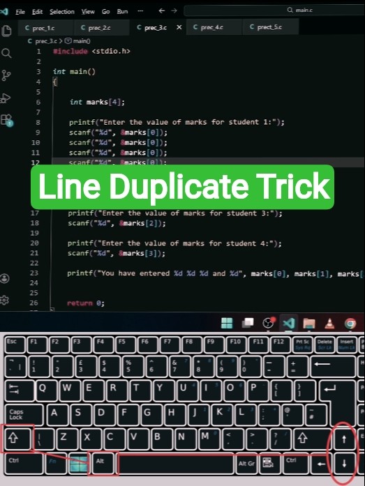 VS Code Line Duplicate Trick ! #vscodetips - YouTube