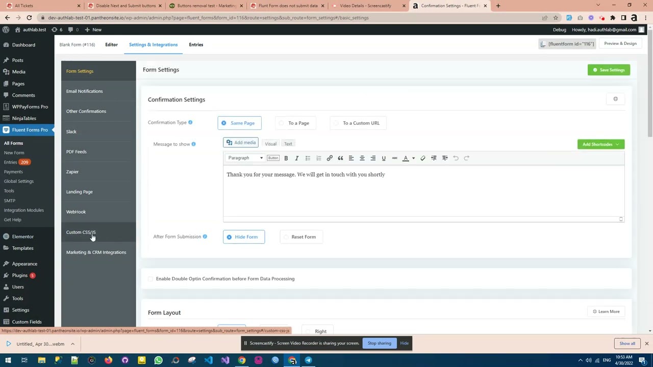 Where to add custom JavaScript Code in fluent form. - YouTube