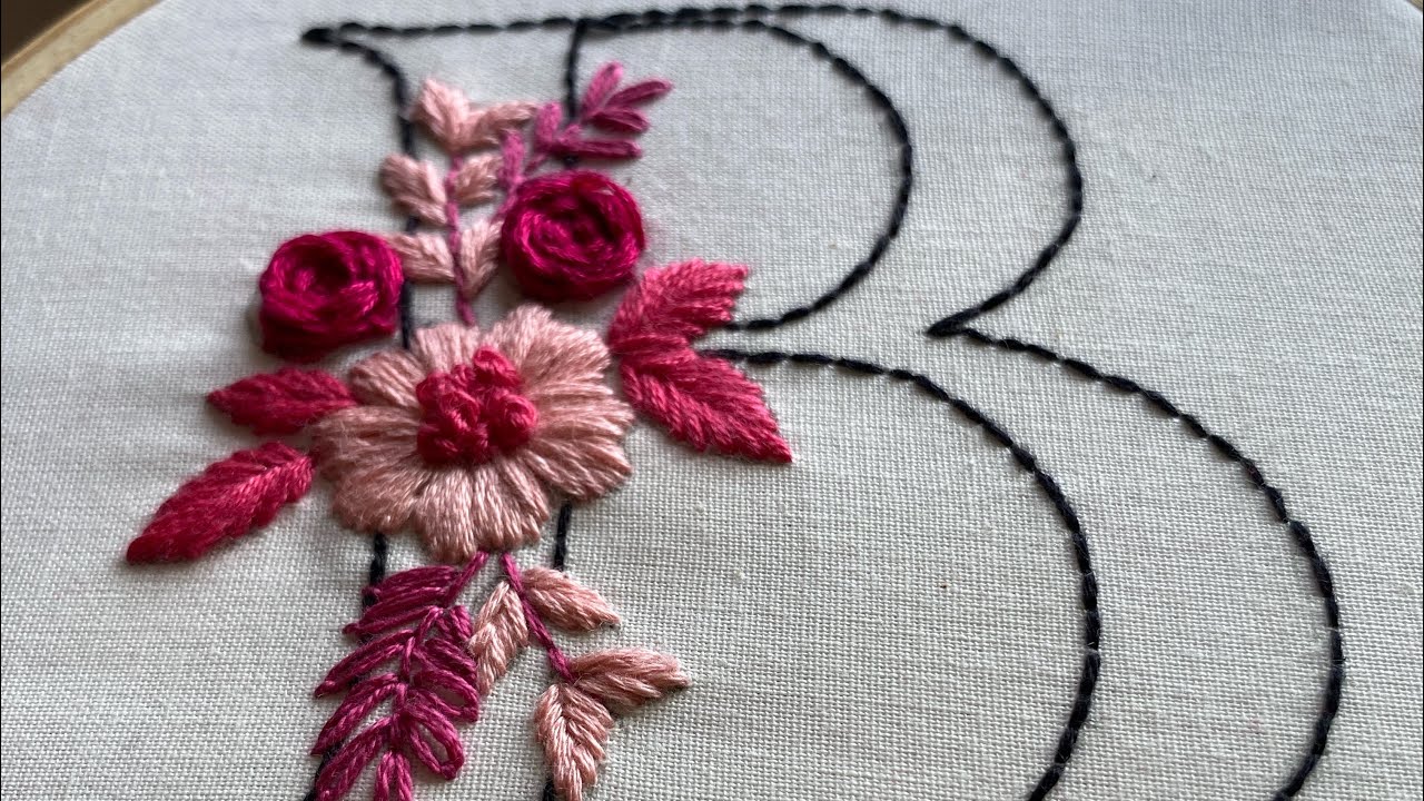 🪡Letter B🩷Embroidery pattern for Beginners || Let’s Embellish ♥️ # ...
