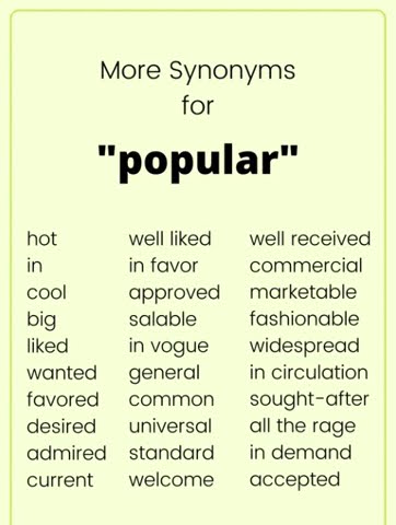 Improve Your Vocabular | Synonyms for the word POPULAR #english #vocab ...