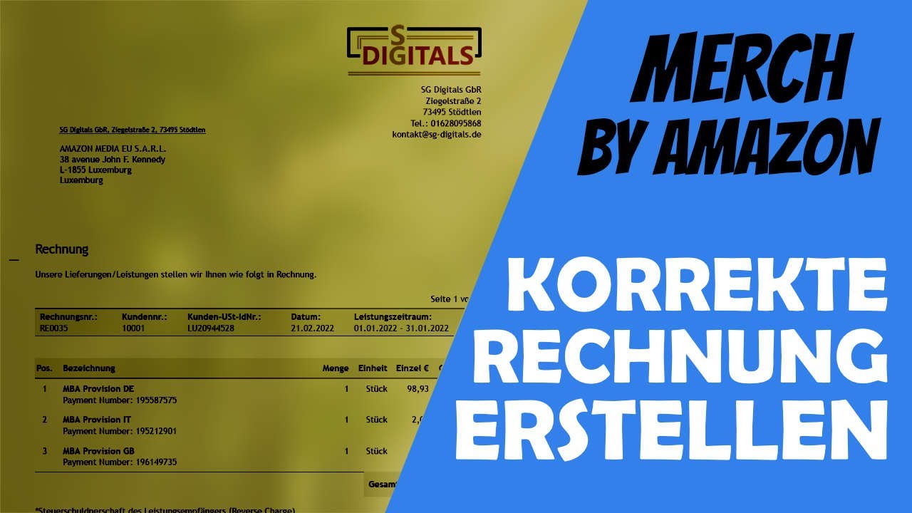 Merch by Amazon Rechnung richtig erstellen 2022 | Warum braucht es eine ...