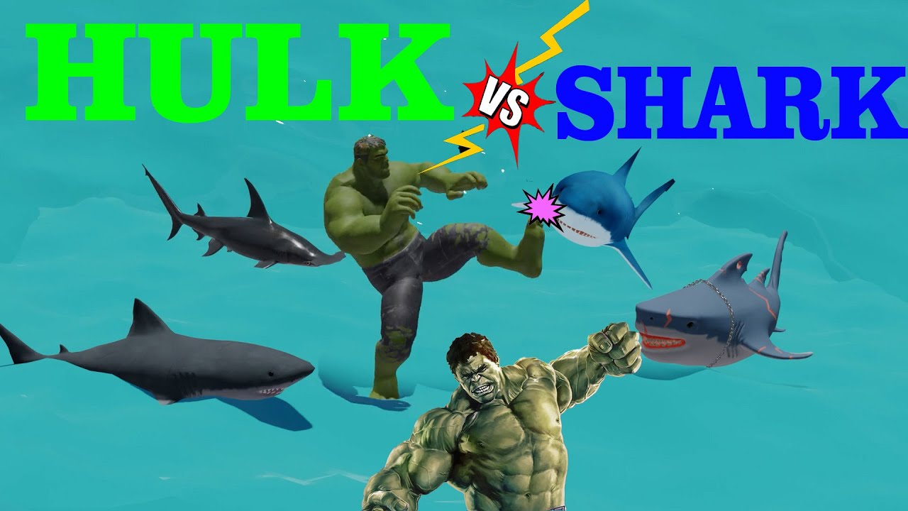 Hulk VS Shark Fight Cartoon hulk smash shark attack - YouTube