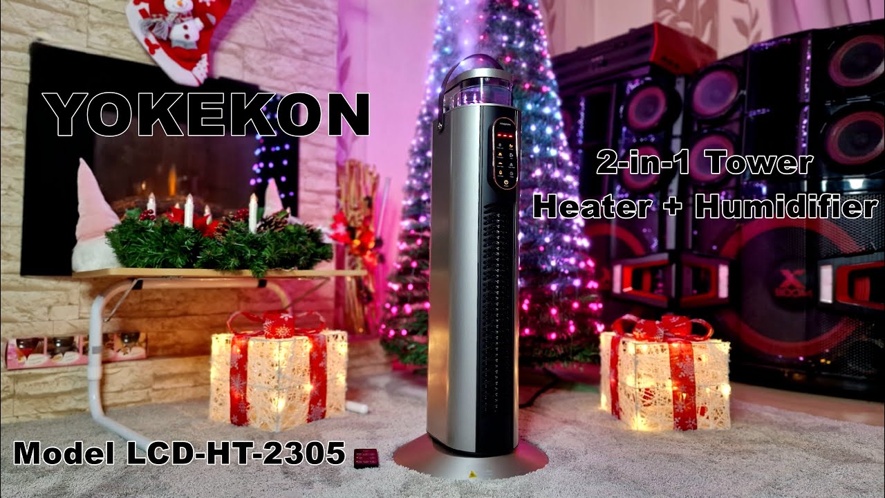 YOKEKON 2-in-1 Tower Fan Heater with Humidifier (Model LCD-HT-2305 ...