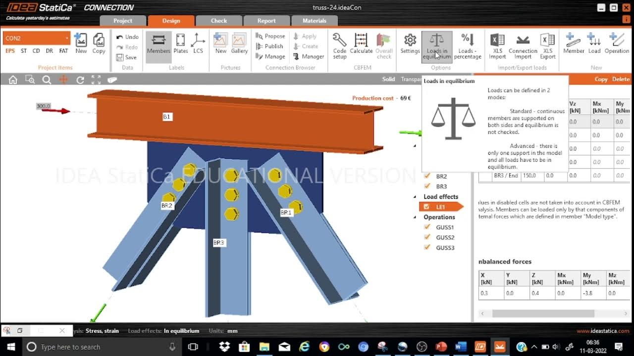 IDEA Statica - tutorial 24 : Load effects by standard or advanced mode...???? - YouTube