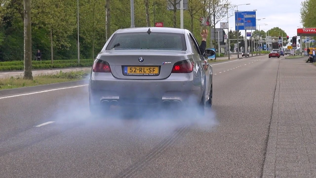 BMW M5 V10 w/ Eisenmann Race Exhaust! BURNOUT & REVS! - YouTube