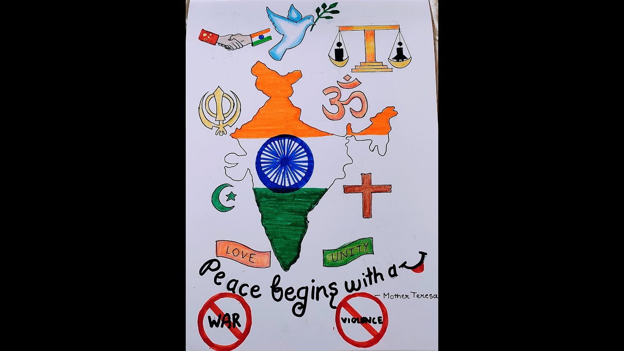Peace drawing with Sketch Pens II Step by Step - YouTube