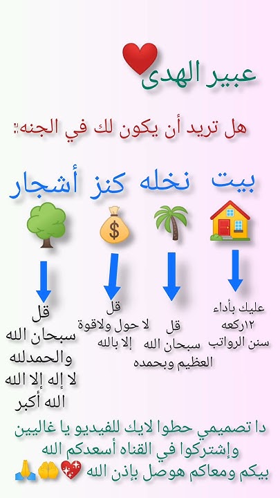 Shorts هل تريد أن يكون لك في الجنه بيت نخله كنز أشجار عبيرالهدى ستورياتدينيه لايكاشتراك