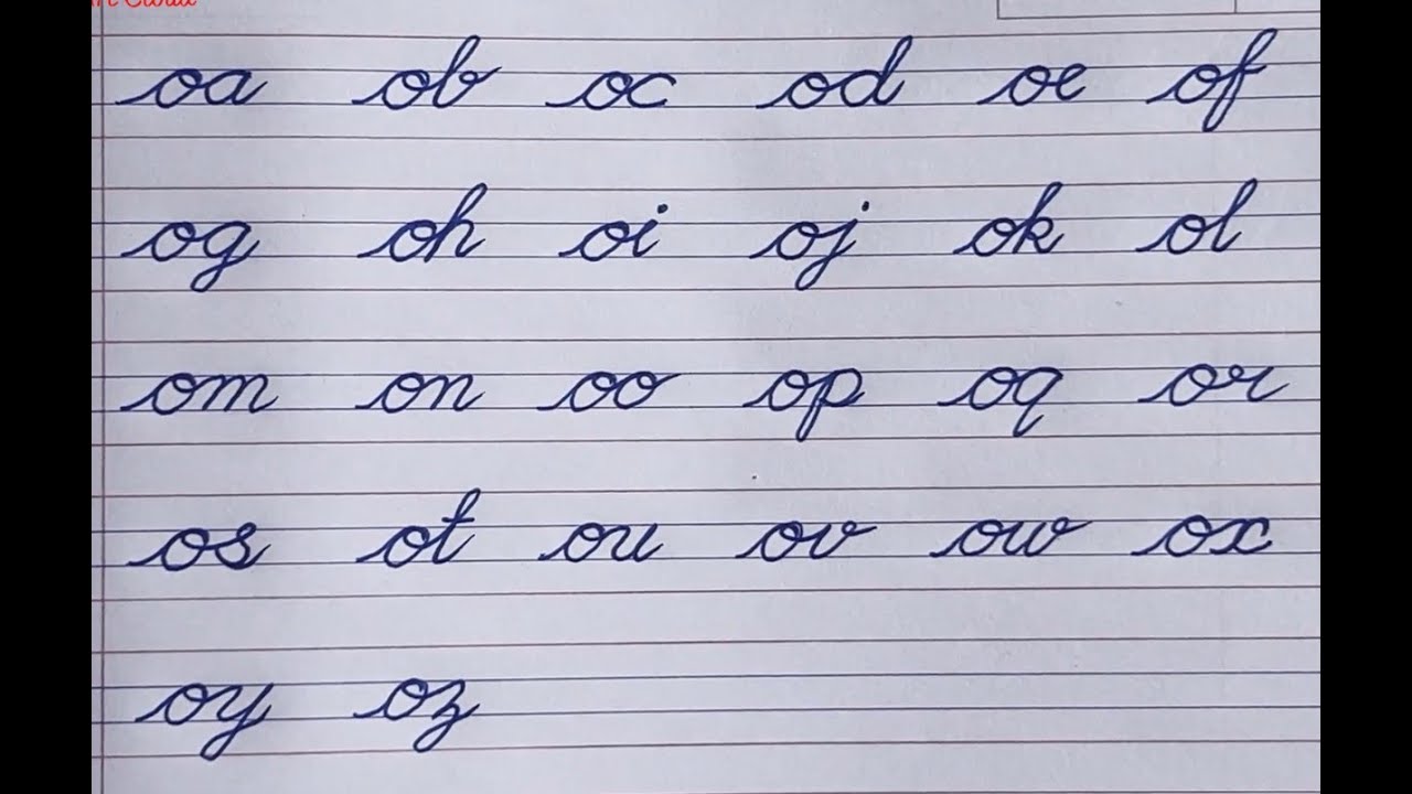 Lesson-19 Connecting Letter 'o' with Alphabets 'a to z' | Cursive ...