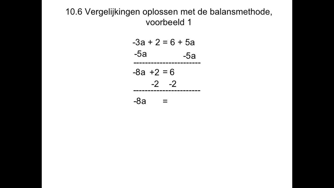 Vergelijkingen oplossen met de balansmethode , voorbeeld 1 - YouTube