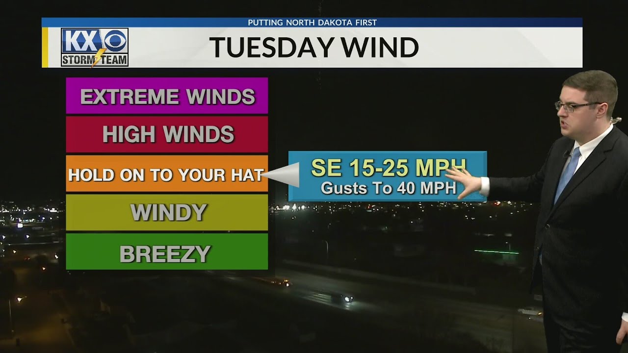 A windy Tuesday with a light rain chances late into the day - YouTube