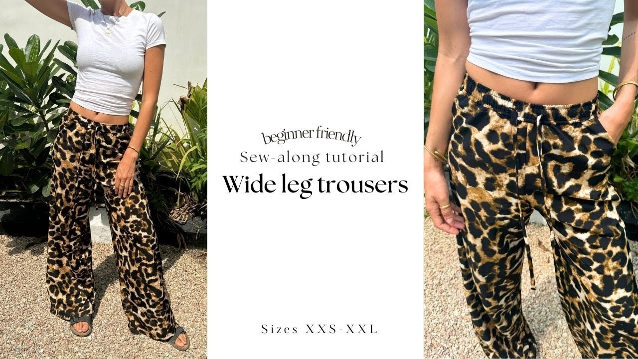 Elasticated waist, wide leg trousers sewing pattern | Beginner friendly ...