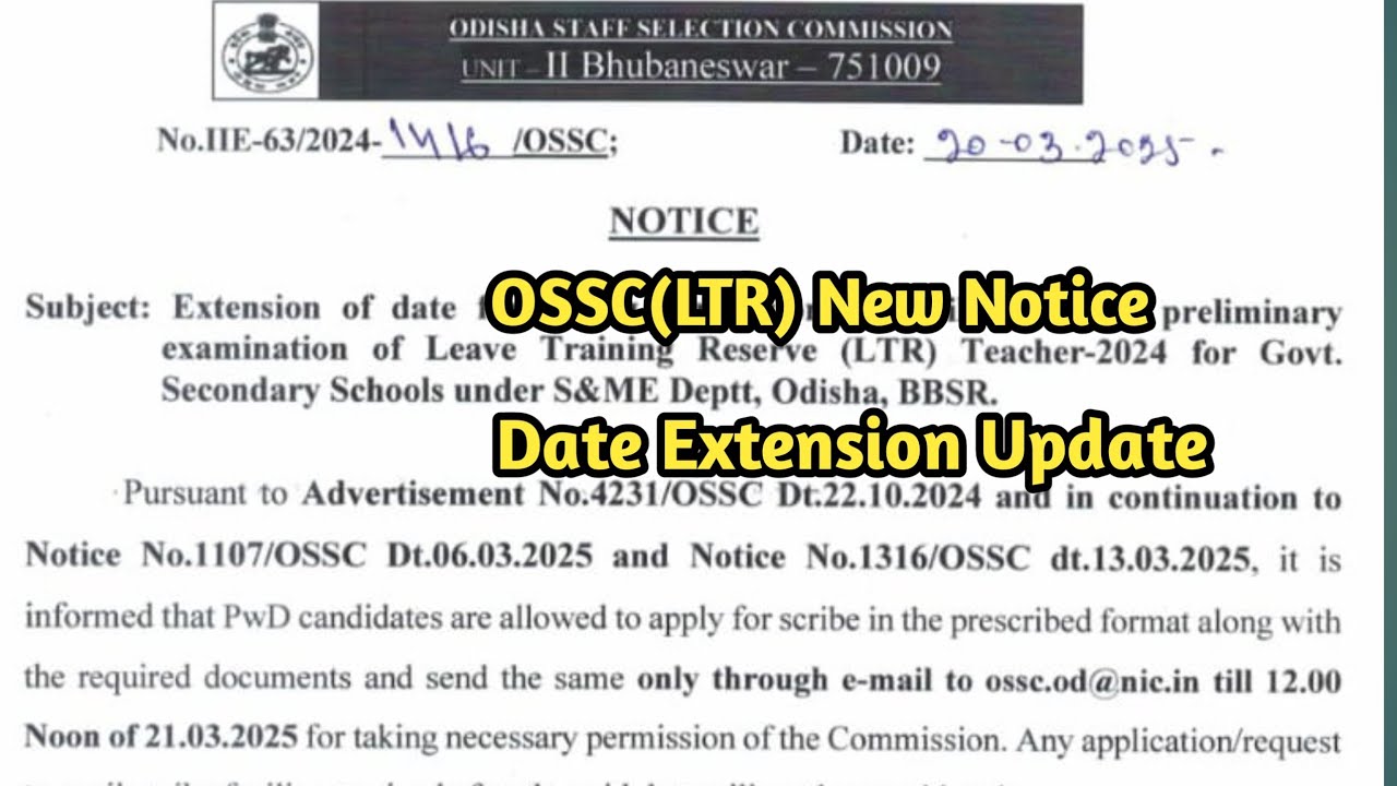 LTR New Notice Date Extension Big Update OSSC.... - YouTube