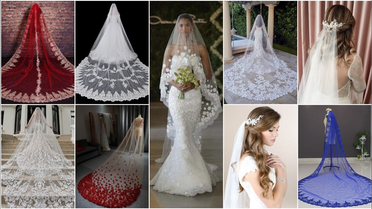 Attractive Wedding Veil designs||custom floral wedding veil|| chapel ...