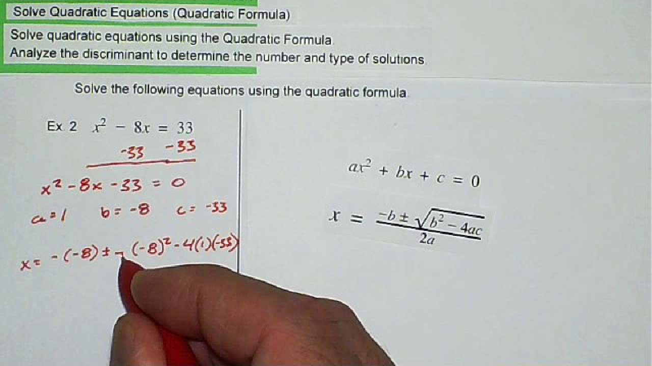 A1.07.06.VD.03.Quadratic Formula - YouTube