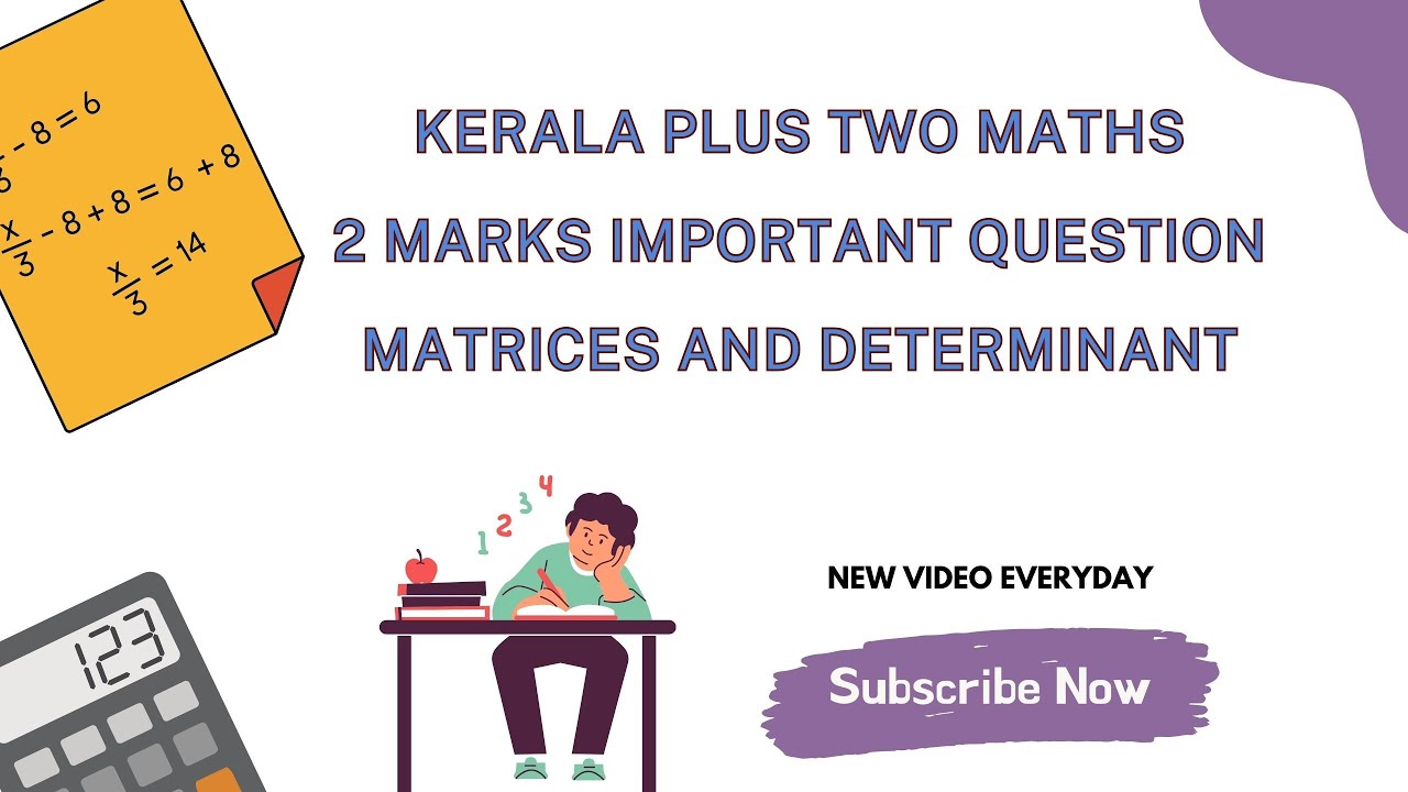 Kerala Plus Two Maths | 2 Marks Important Question | Matrices And ...