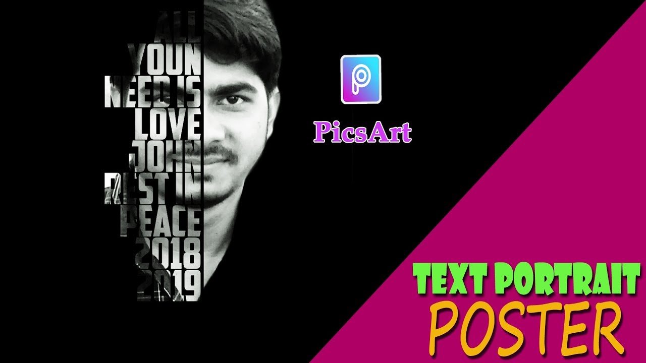 Text Portrait Poster || Picsart || Picsart Tutorial 2020 - YouTube