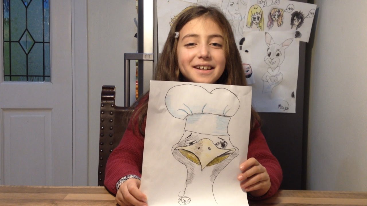 How to draw cartoons - Maya shows how to draw a bird "chef" - YouTube