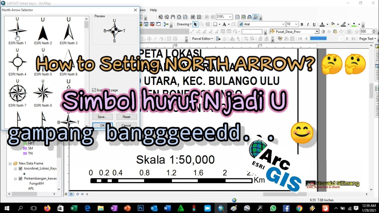 CARA SETTING SIMBOL NORTH ARROW - YouTube