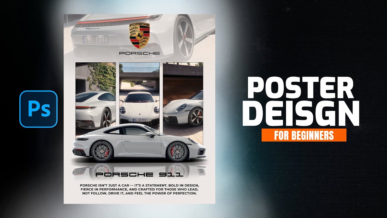 How to Design a Porsche 911 Luxury Car Poster in Photoshop | Full ...