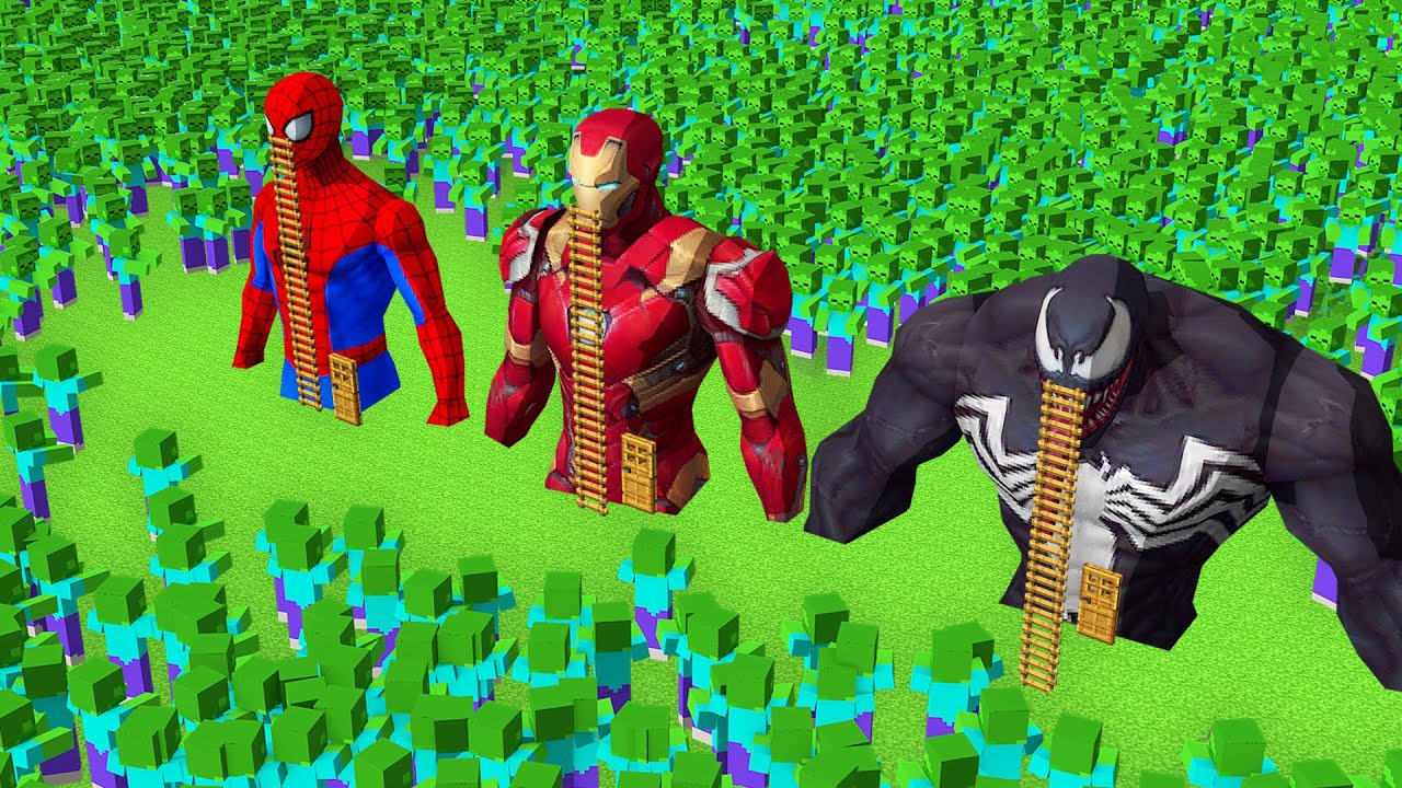 SPIDER MAN BASE vs VENOM vs IRON MAN from Zombie Apocalypse in ...