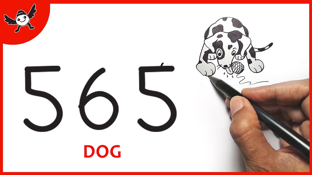 How To Draw a DOG Using Number 565 | Dog Drawing for Beginners Step by ...
