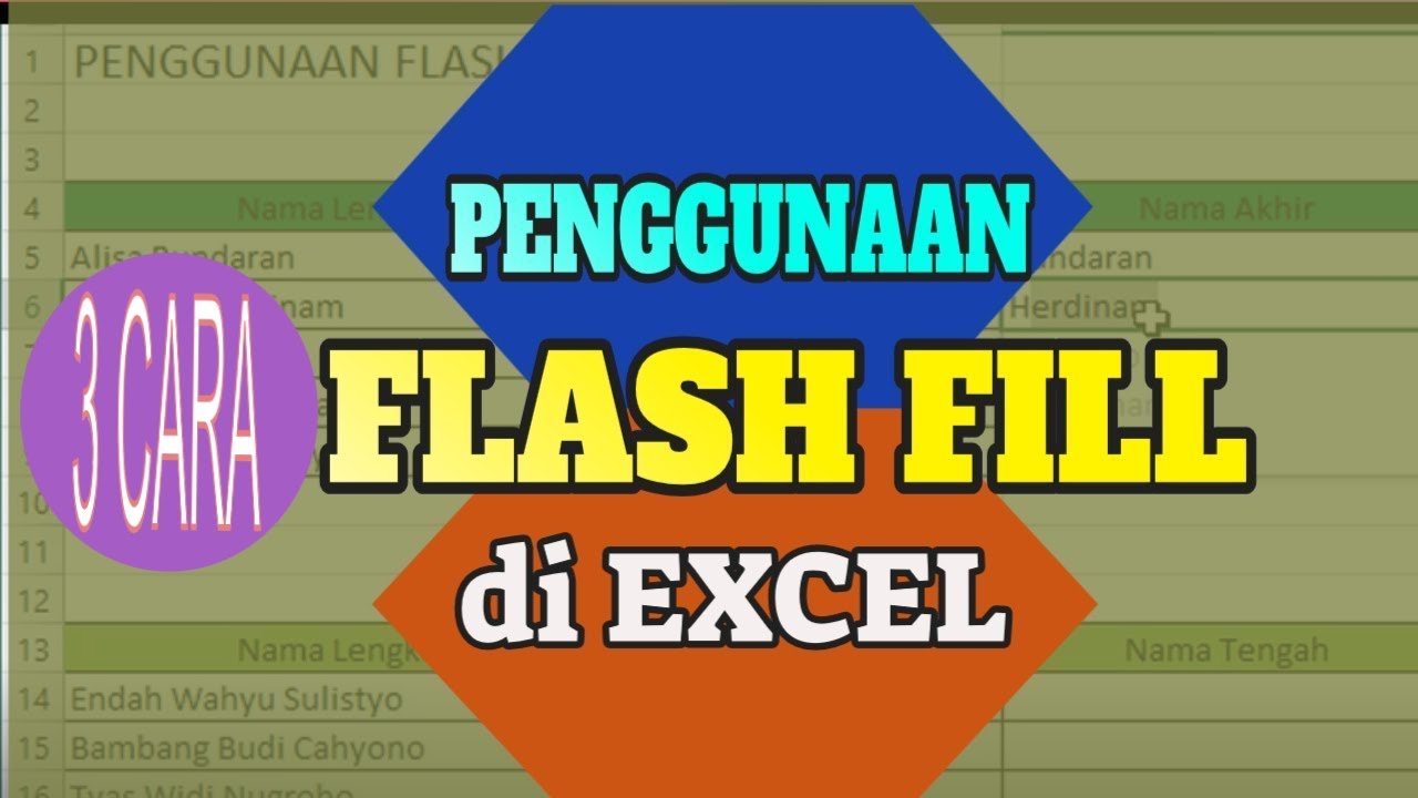 Penggunaan Flash FILL di EXCEL - YouTube