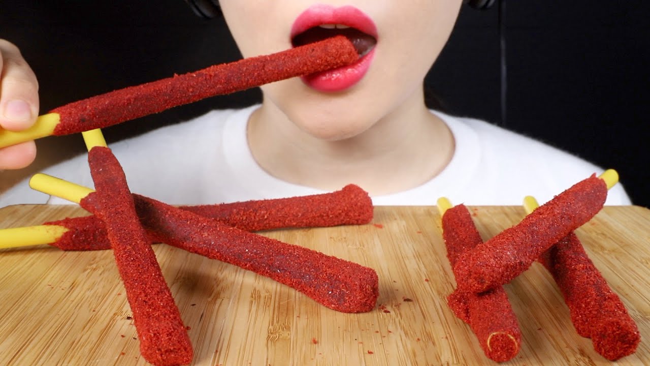ASMR Mexican Tamarind Candy Straw Sticks Eating Sounds Mukbang - YouTube