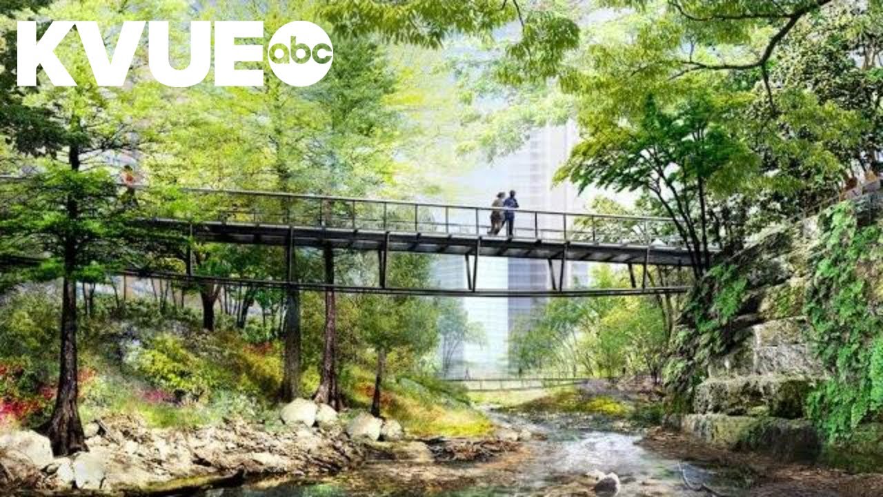 New 142-foot bridge installed over Waller Creek - YouTube