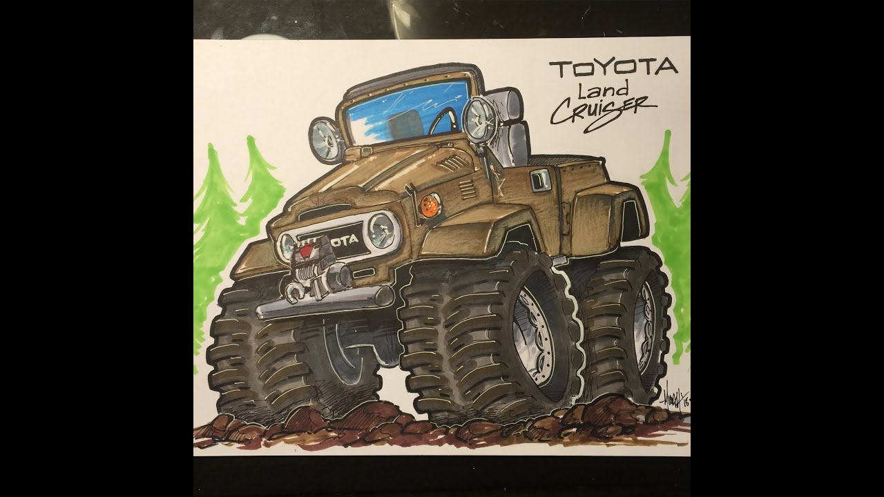How to Draw a Toyota Land Cruiser - TIME LAPSE - YouTube