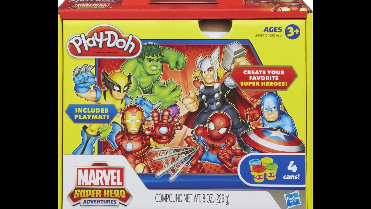 Play-Doh Marvel Super Hero Squad Set! With Spider-man, Hulk, Thor ...