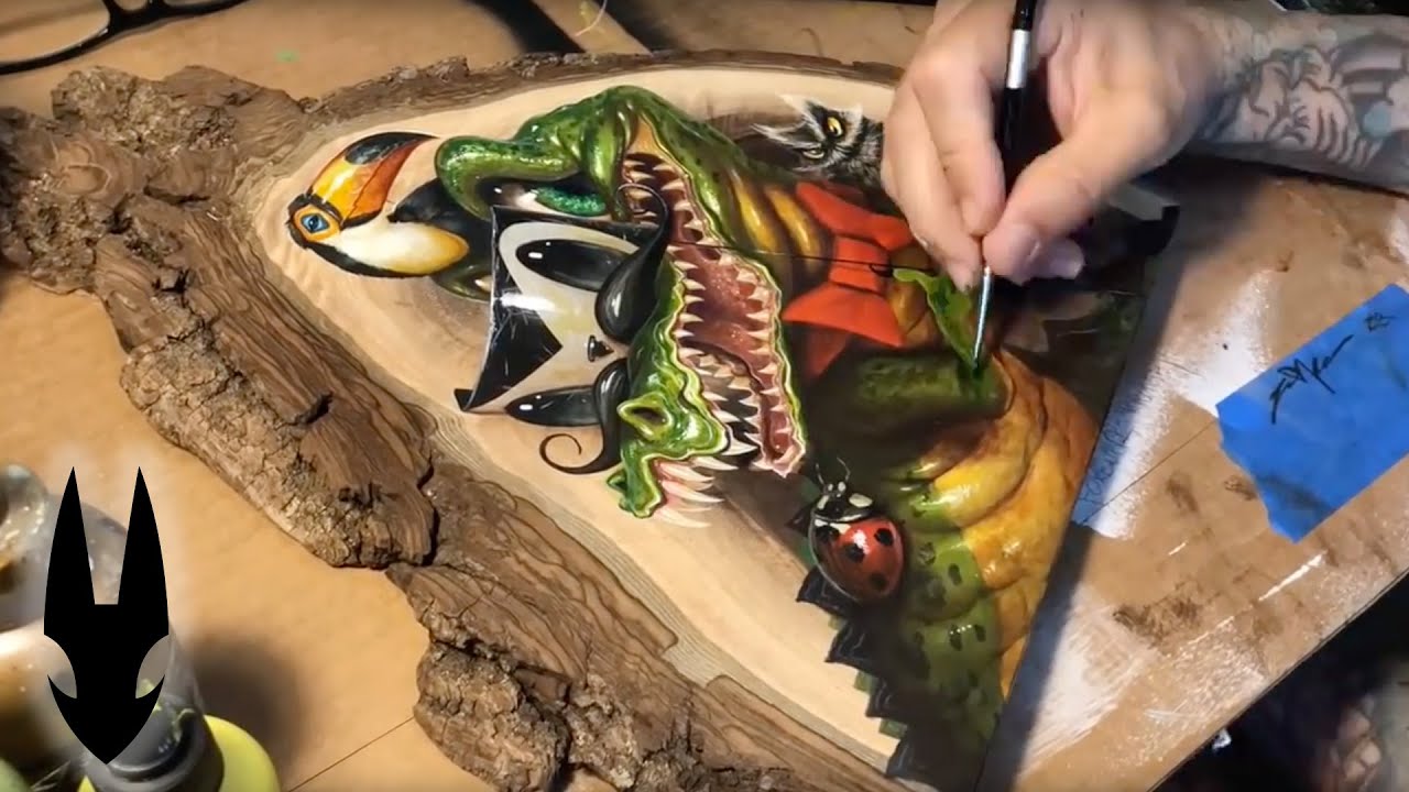 Painting animals in the spirit of cartoons in this acrylic painting ...