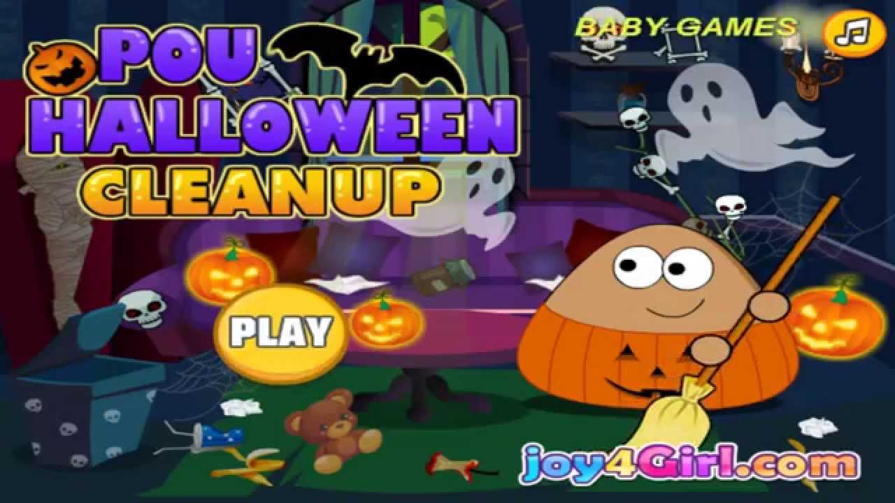 Pou Halloween Cleanup Baby Games - YouTube