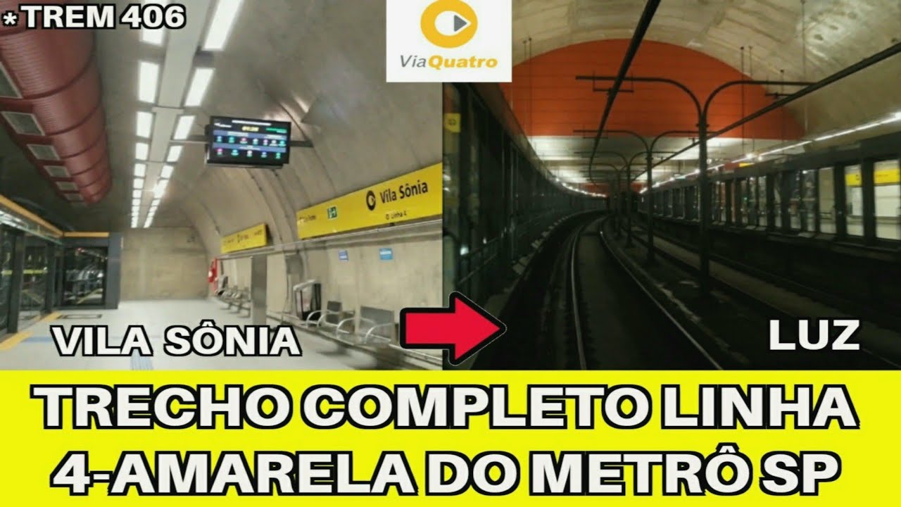 Via Quatro | Trecho completo da linha 4-Amarela (Vila Sônia ️ Luz ...