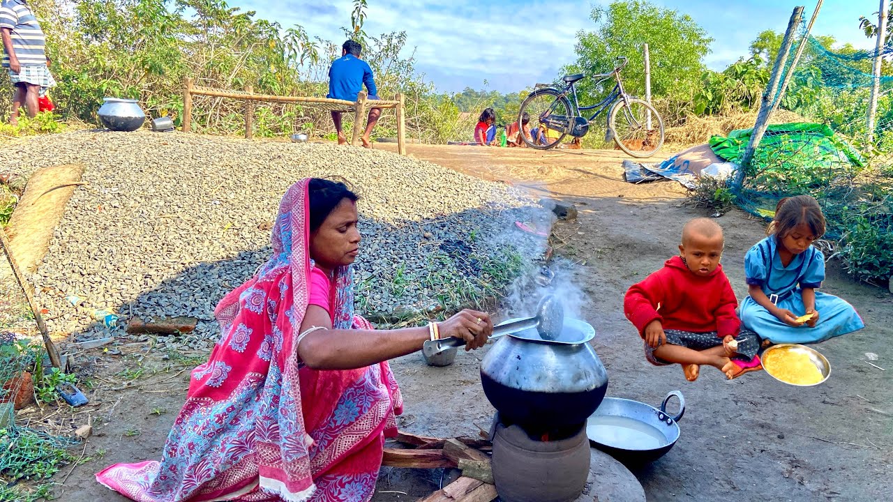Village and Cooking Village Style Food: Traditional Village life: Rice ...