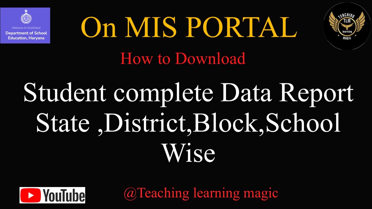 How to Download Student complete data report State,District,Block and ...
