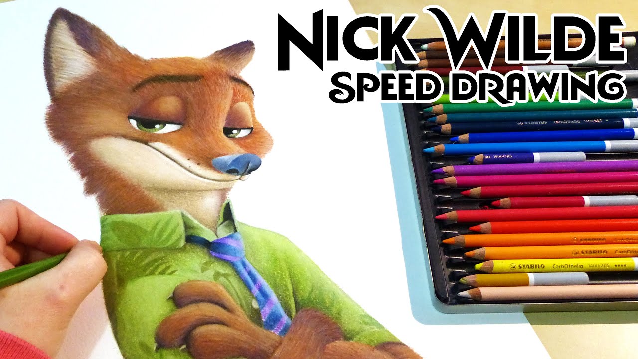 Speed drawing Nick Wilde ( Zootopia), Disney - YouTube