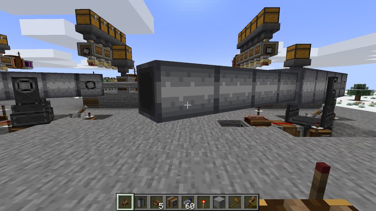 8 autocannons firing at once in minecraft create mod - YouTube