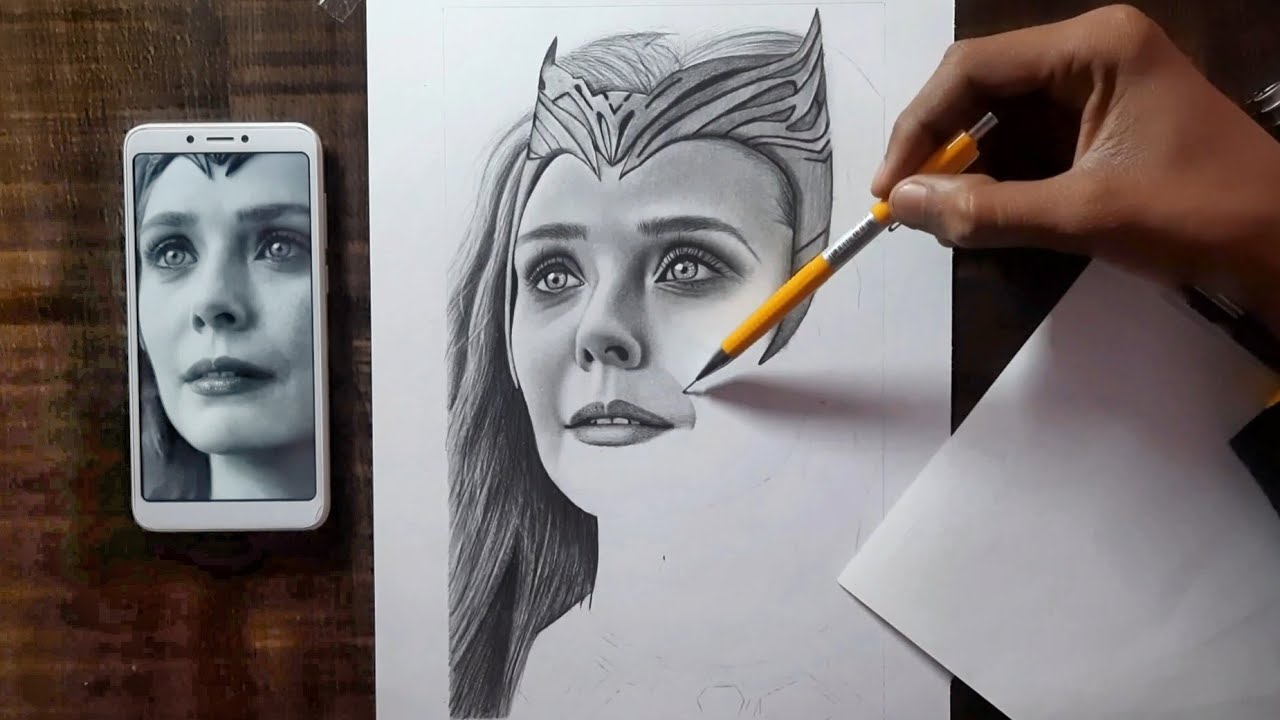Wanda Maximoff Realistic Drawing | Time-lapse #drawing #wandamaximoff ...